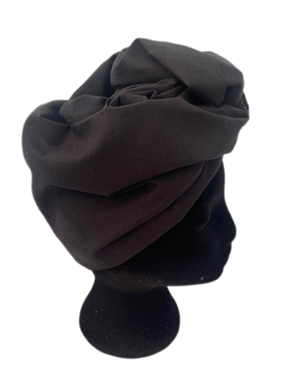 Black Bohemian Turban, Full Head Covering, Elegant, Top Knot Headwrap ...
