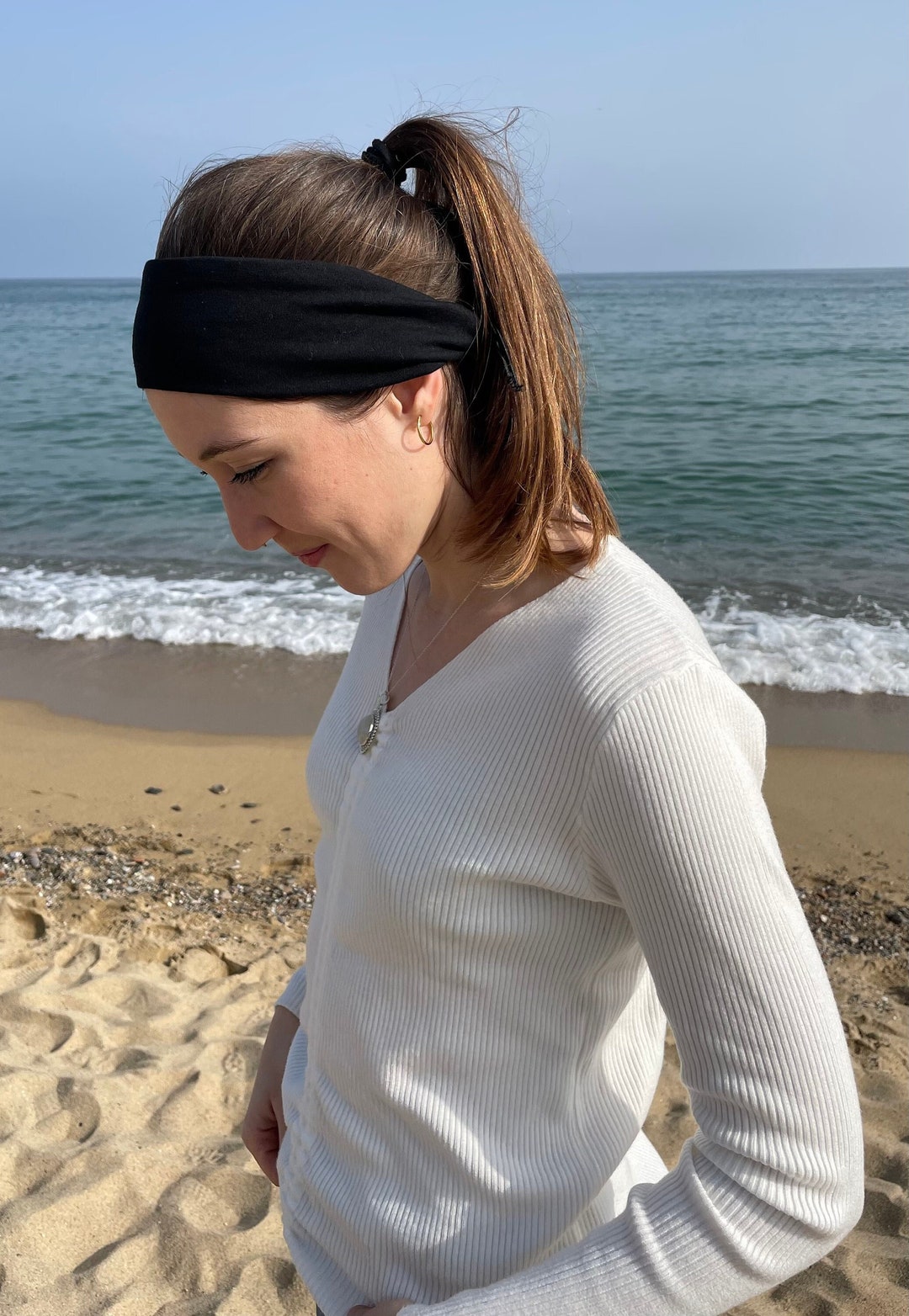 Workout Headband, Black Elastic Headband, Adjustable Black Headband ...