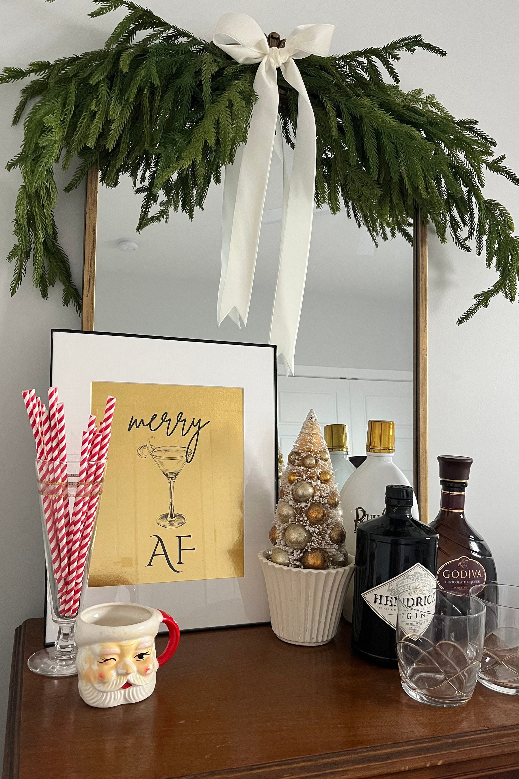 Merry Af-metallic Gold Christmas Bar Cart Sign-funny Holiday Bar Cart ...