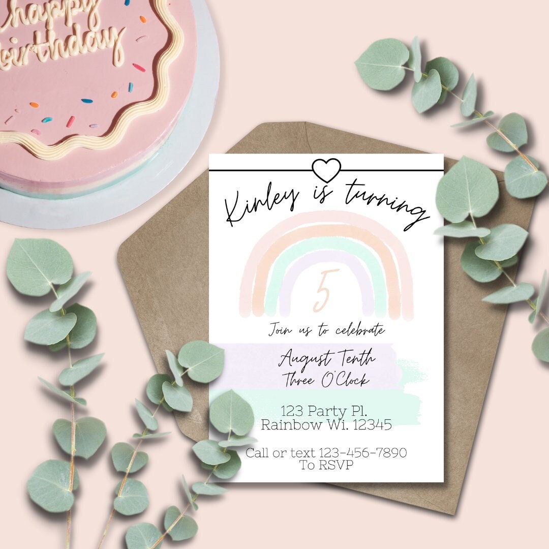 BOHO Birthday Party Invitation! Pastel Party Invitation! Organic ...