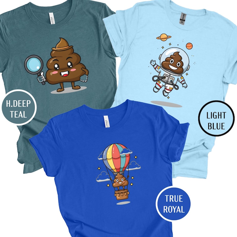 Funny Poop Emoji T-shirt Set | Cute & Silly Graphic Tees | Birthday ...