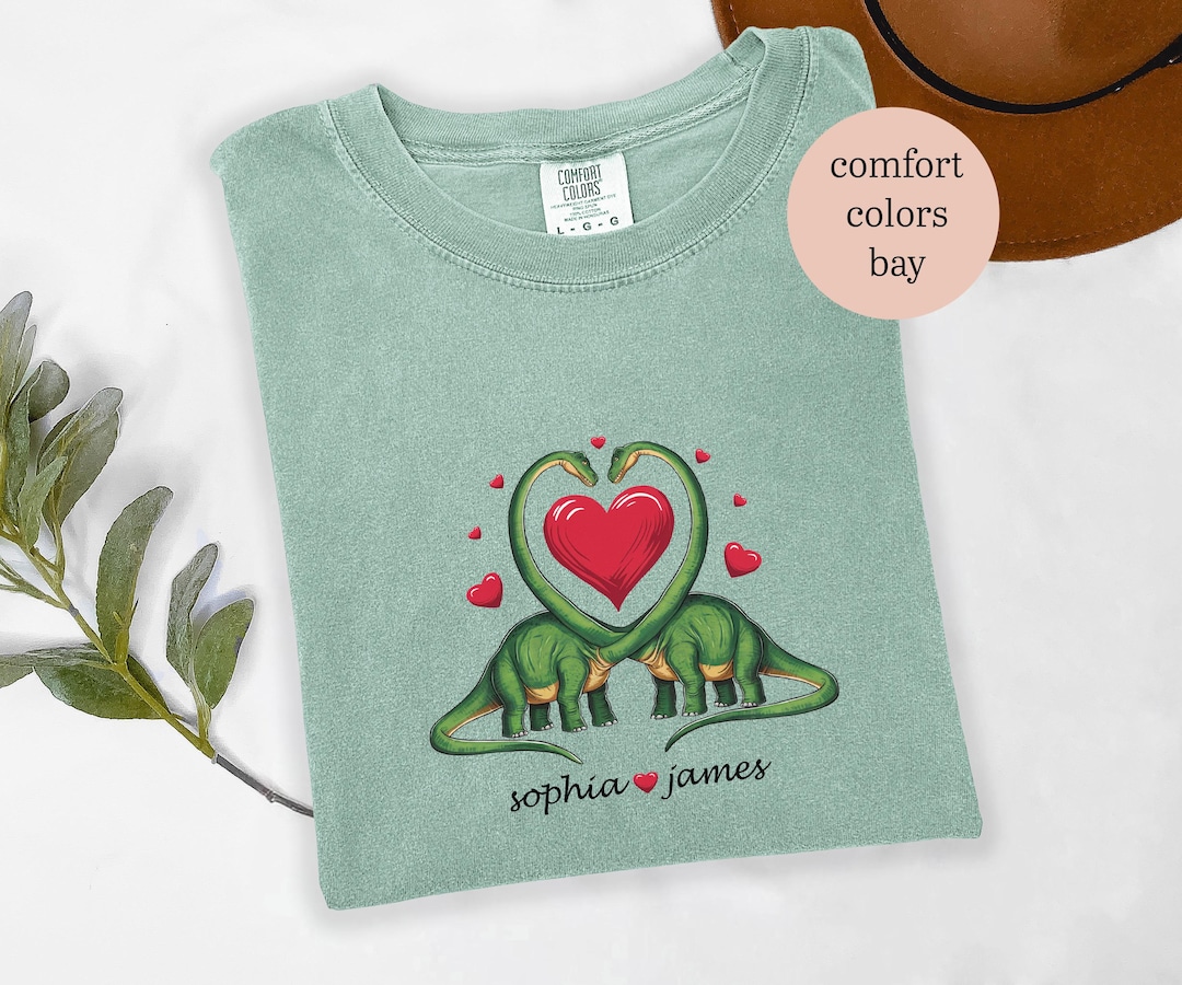 Personalized Dinosaur Valentine Shirt, Custom Name Couple Tee, Cute ...