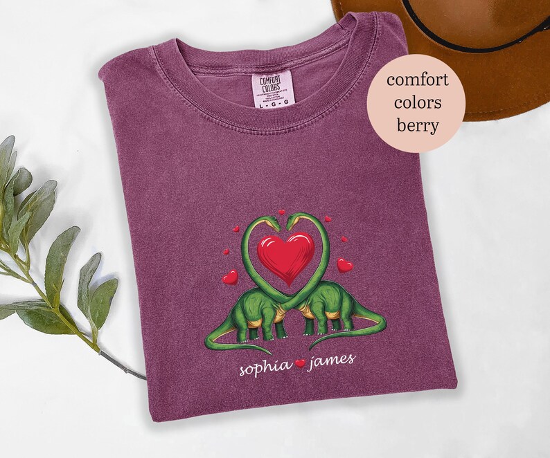 Personalized Dinosaur Valentine Shirt, Custom Name Couple Tee, Cute ...