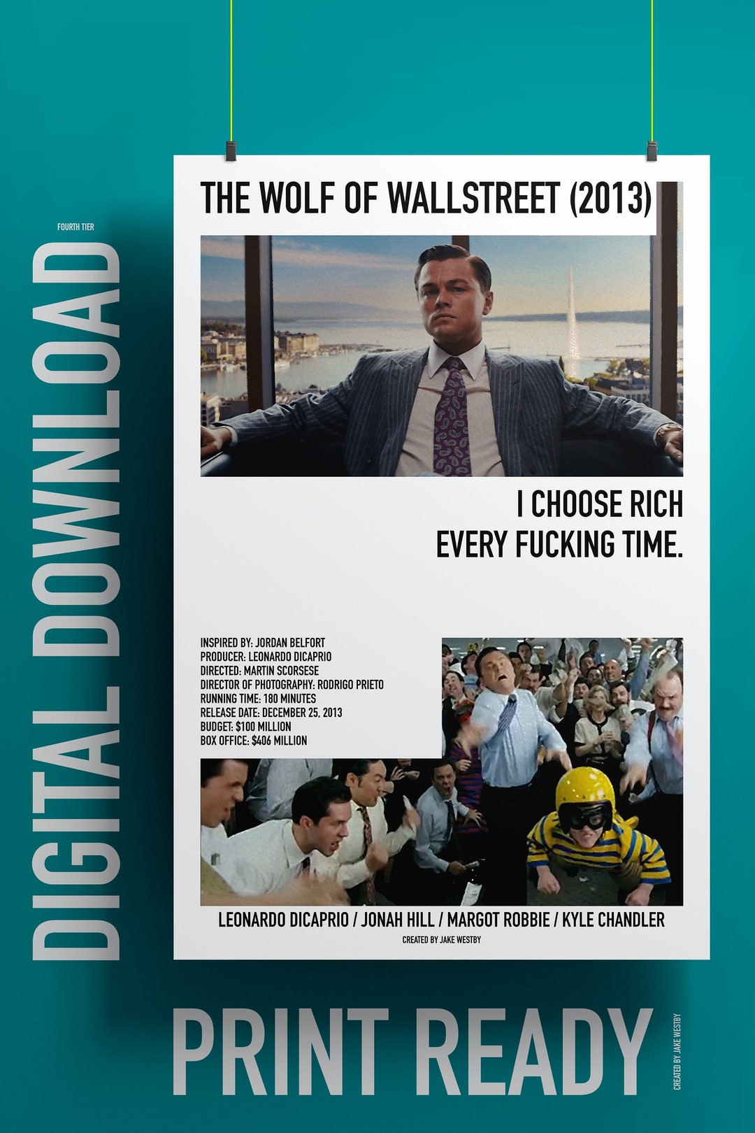 WOLF of WALL STREET Digital Download Movie Poster, 4 Print Ready Ratios - Etsy