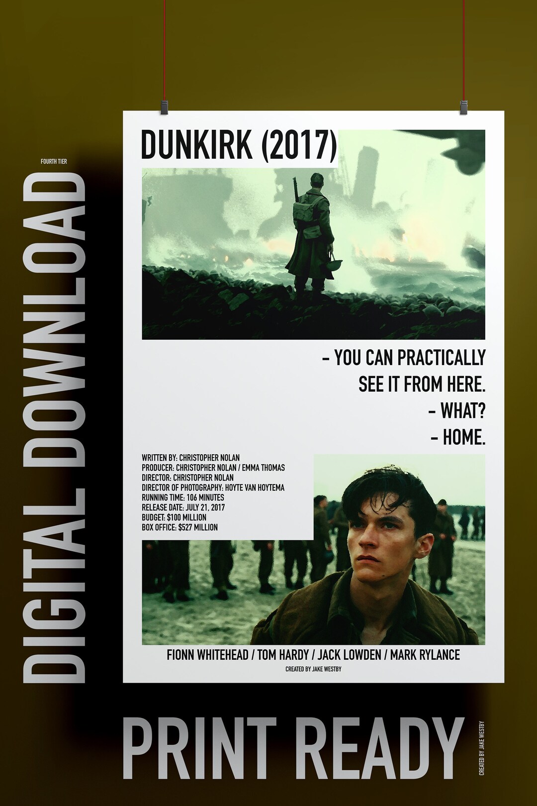 DUNKIRK Digital Download Movie Poster, 4 Print Ready Ratios - Etsy