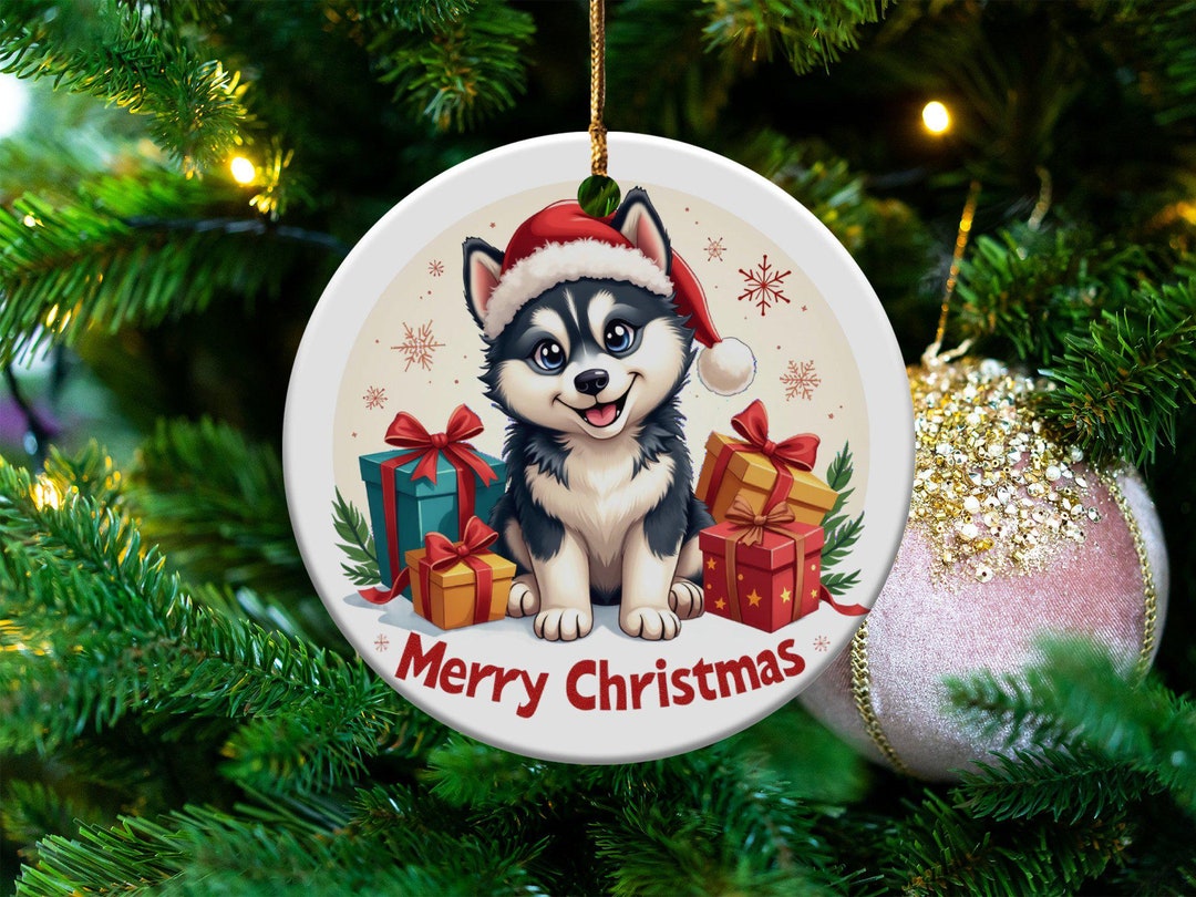 Cute Husky Christmas Ornament, Merry Christmas Gift for Dog Lovers ...
