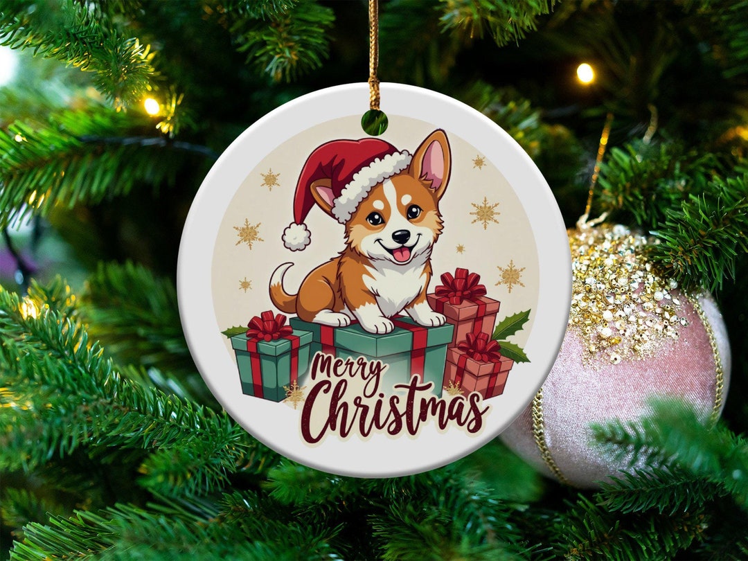 Corgi Christmas Ornament, Cute Dog Holiday Decoration, Merry Christmas ...