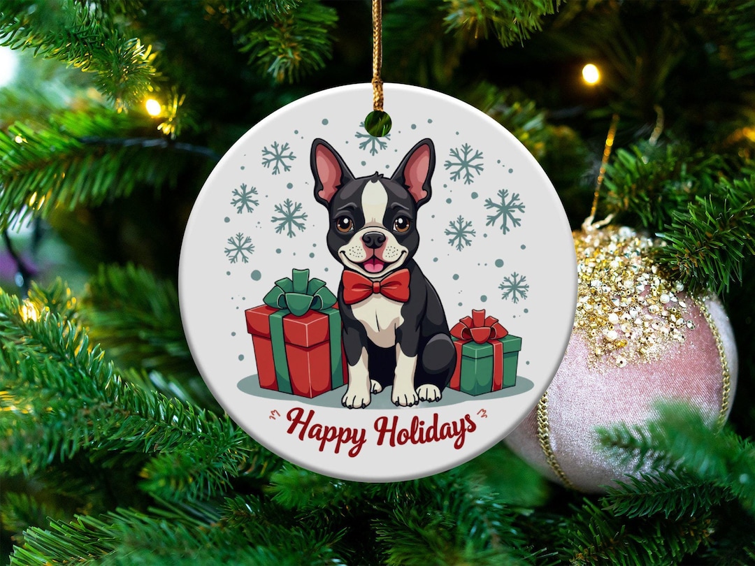 Happy Holidays French Bulldog Ornament, Cute Puppy Xmas Decor, Gift for ...