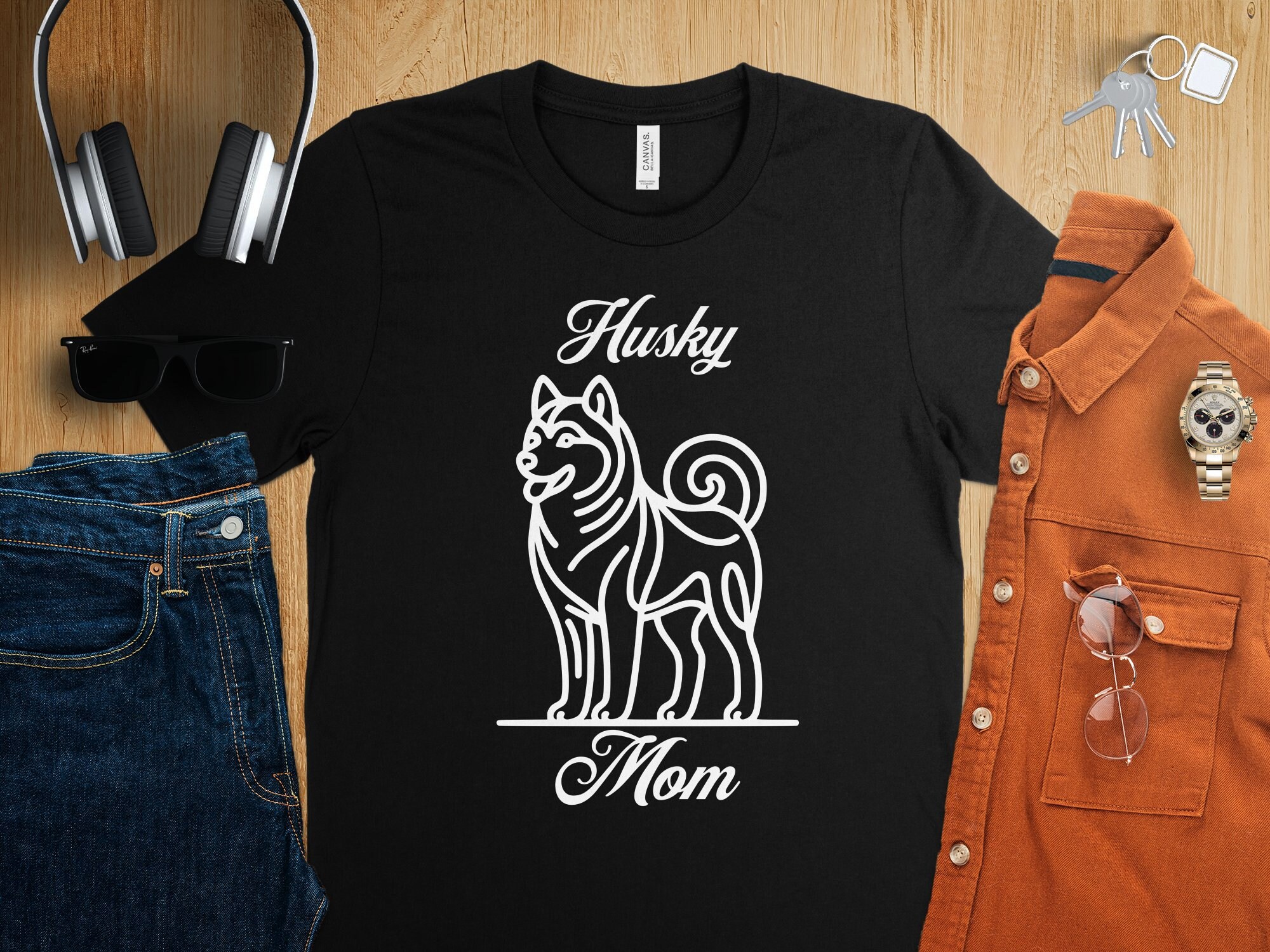 Husky Mom T-shirt, Dog Lover Gift, Line Art Graphic Tee, Women's Dog ...
