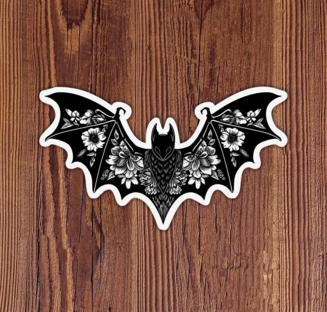 Floral Bat Sticker - Etsy