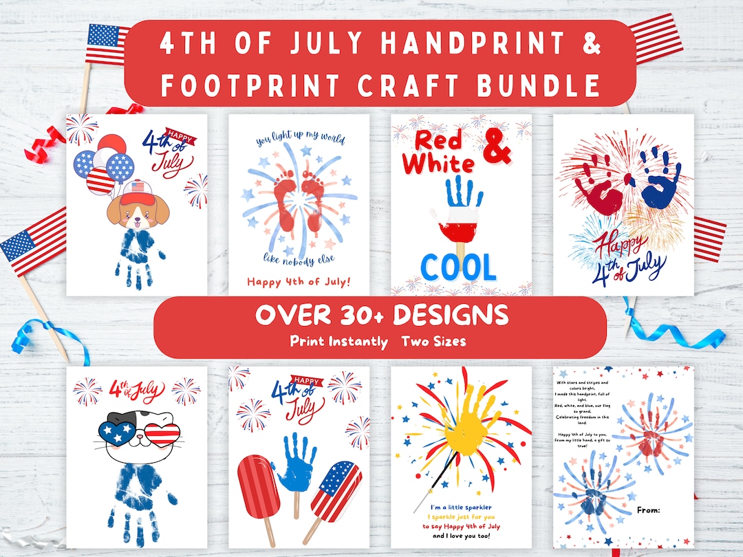 30+ Bundle 4th of July Handprint and Footprint Art, Fourth of July ...