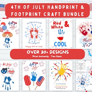 30+ Bundle 4th of July Handprint and Footprint Art, Fourth of July ...