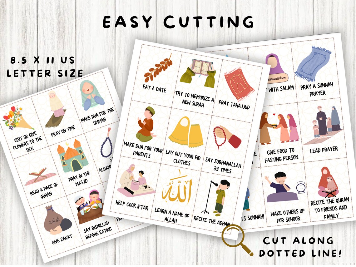Ramadan Good Deeds Cards, Muslim Cards for Kids, Islam Prayer Cards ...