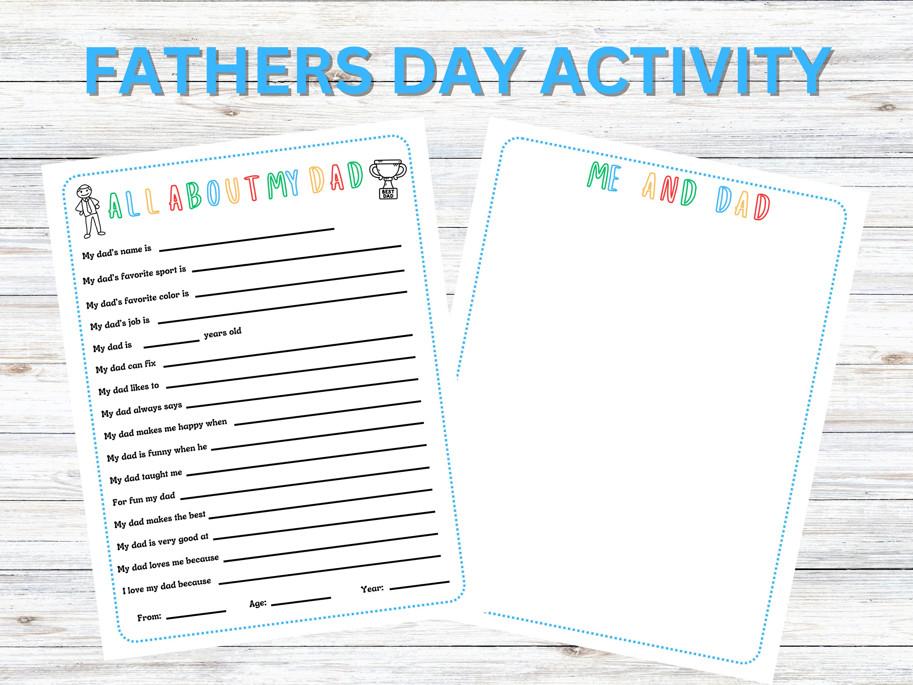 FATHER'S DAY GIFT All About My Dad Printable kids Fathers Day Dad Gift ...