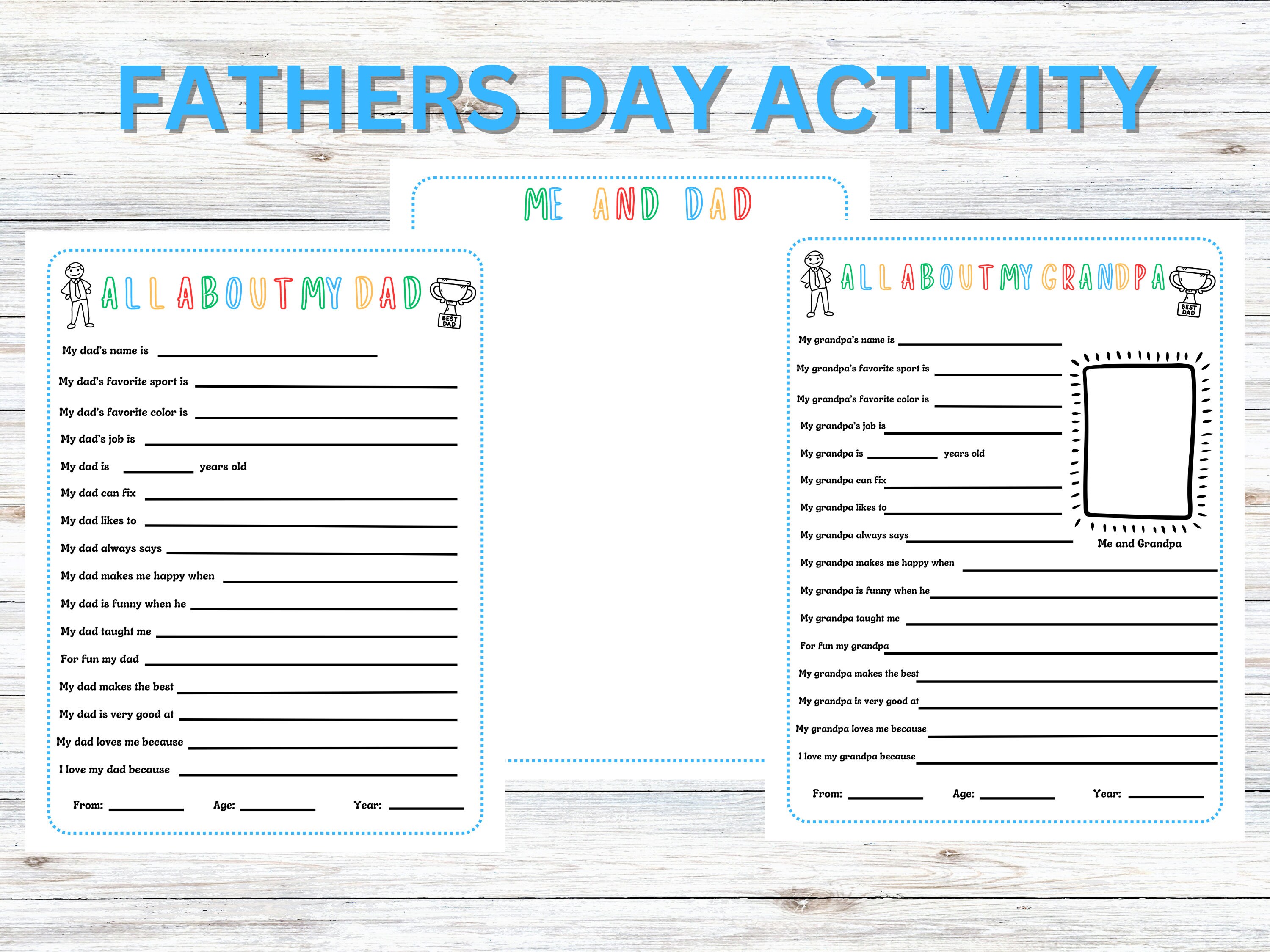 FATHER'S DAY GIFT | All About My Dad Printable | |kids Fathers Day ...