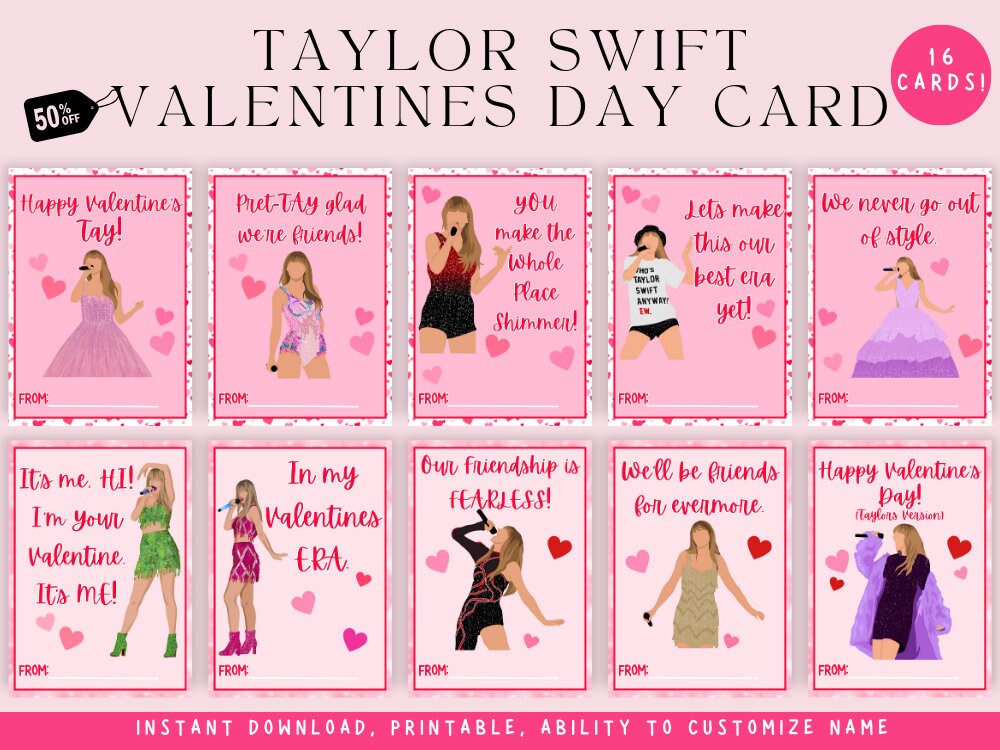 Taylor Swift Valentine Cards, Swifty Valentines, Valentine Printable ...