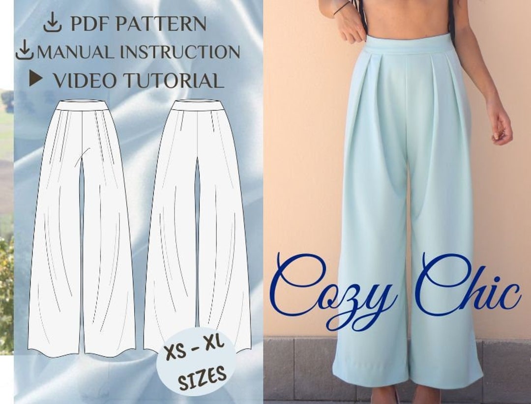 Trouser Pants Sewing Pattern - Size Range XS-XL - Download A4 PDF ...