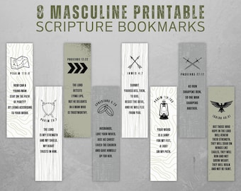 Scripture Bookmarks, Vintage Bookmarks, Masculine Bookmarks, Printable ...