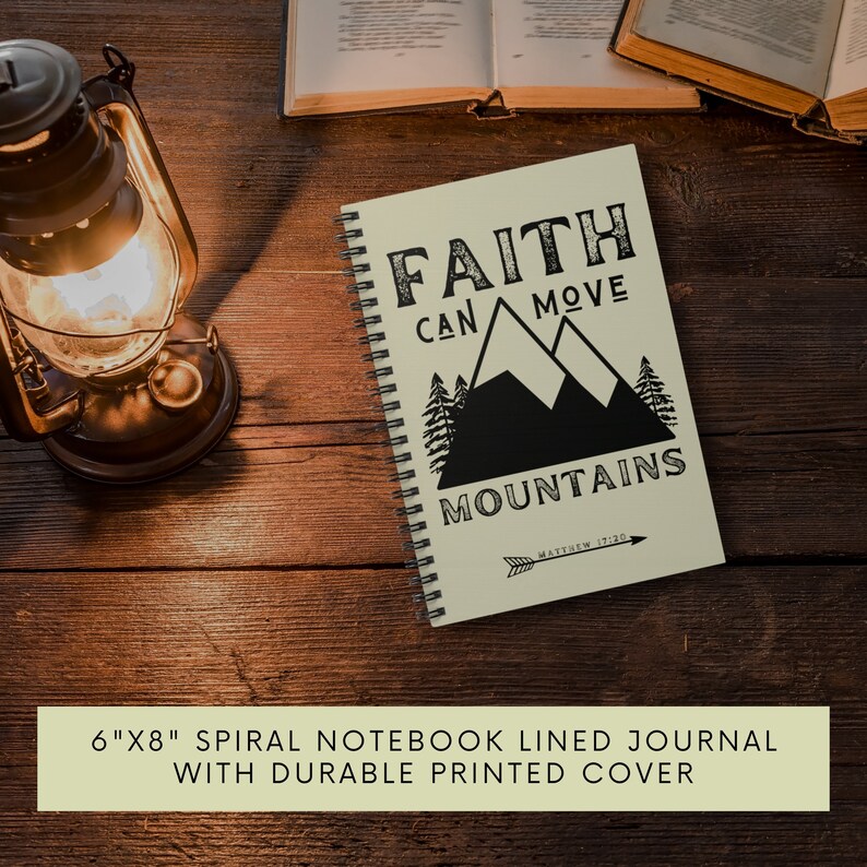 Faith Can Move Mountains Bible Verse Lined Journal Matthew Christian ...