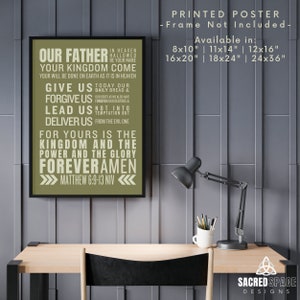 Lords Prayer Poster Matthew 6 Daily Bread Our Father Bible Verse Art ...