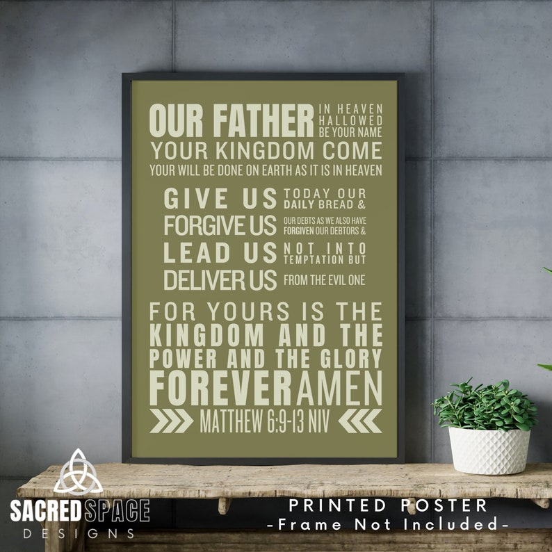 Lords Prayer Poster Matthew 6 Daily Bread Our Father Bible Verse Art ...