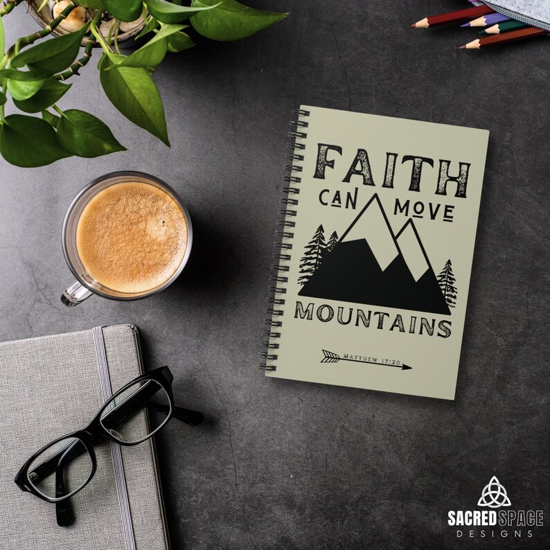 Faith Can Move Mountains Bible Verse Lined Journal Matthew Christian ...