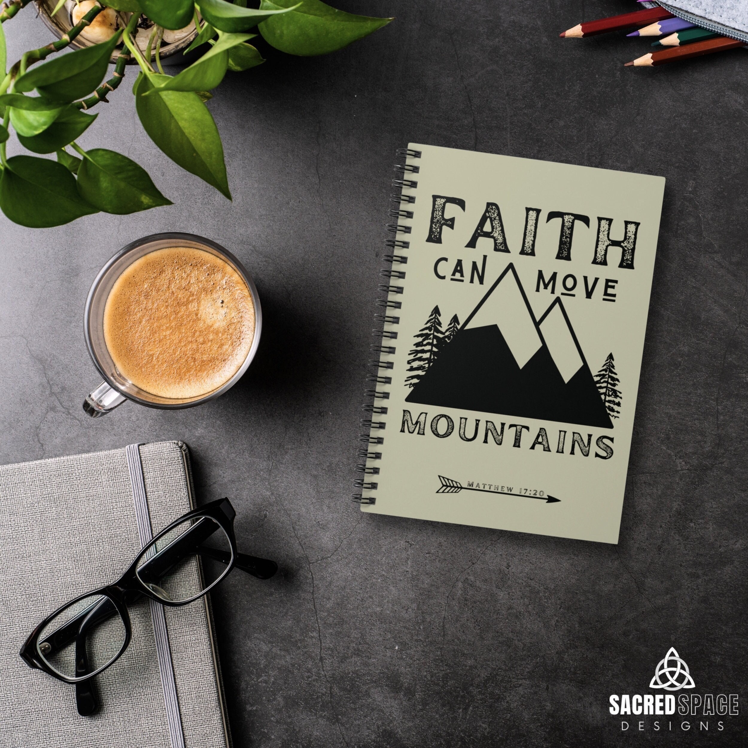 Faith Can Move Mountains Bible Verse Lined Journal Matthew Christian ...