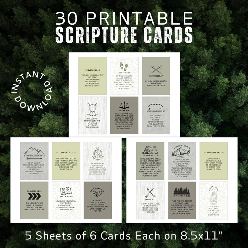 Masculine Scripture Cards Printable Bible Verse Cards for Men - Etsy