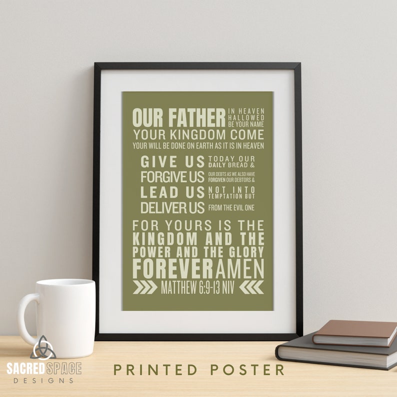 Lords Prayer Poster Matthew 6 Daily Bread Our Father Bible Verse Art ...