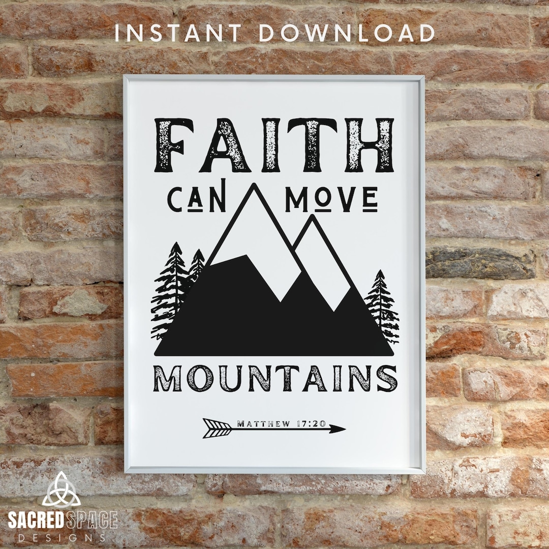 Faith Can Move Mountain Bible Verse Matthew 17 20 Gift for Son Bedroom ...