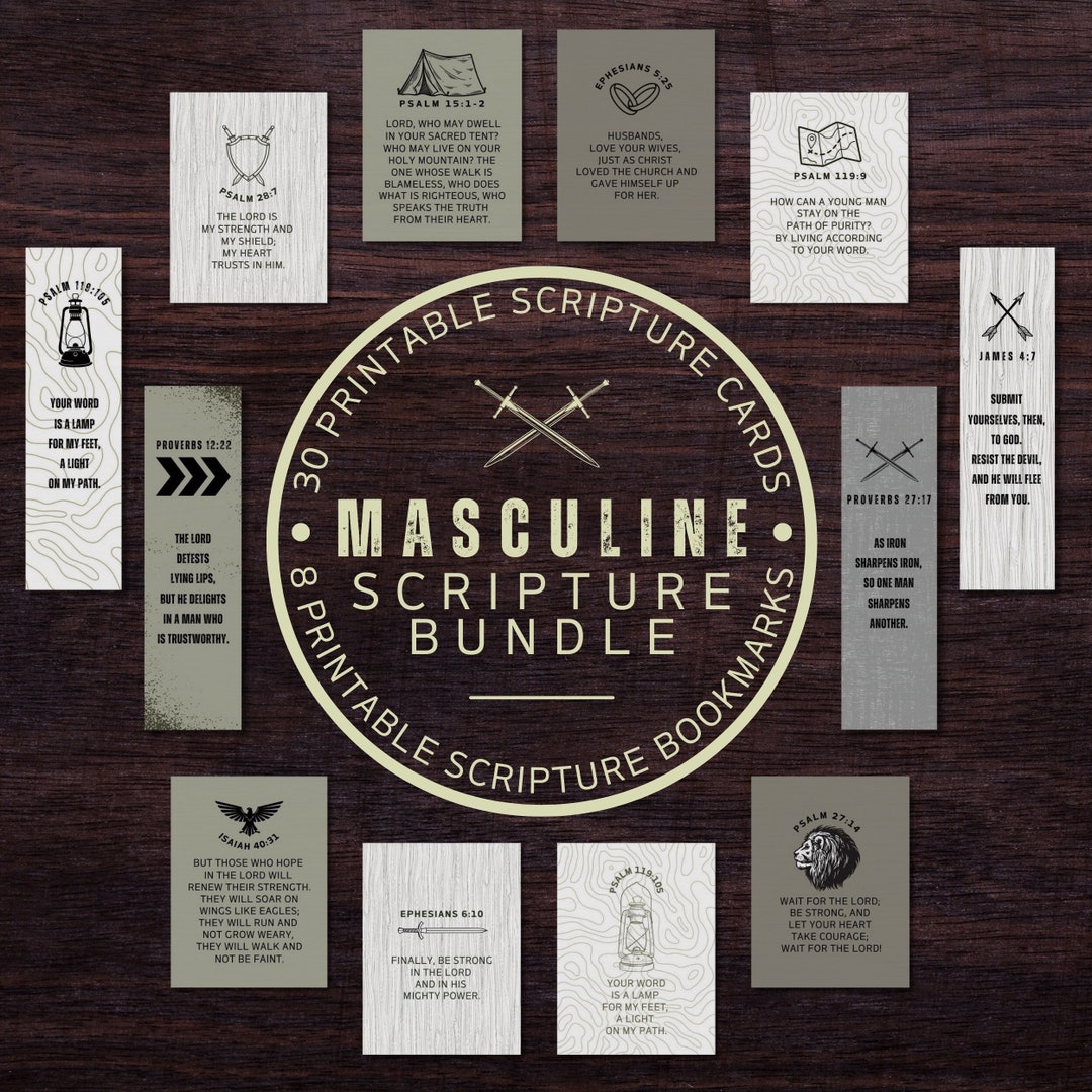 Men Daily Devotional Printable Scripture Card Bookmark Download for Men ...