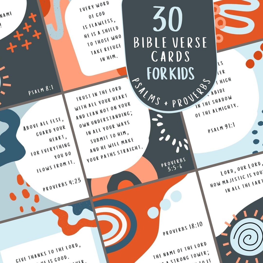 Kids Bible Verse Memory Cards Scripture Affirmation Cards Proverbs ...