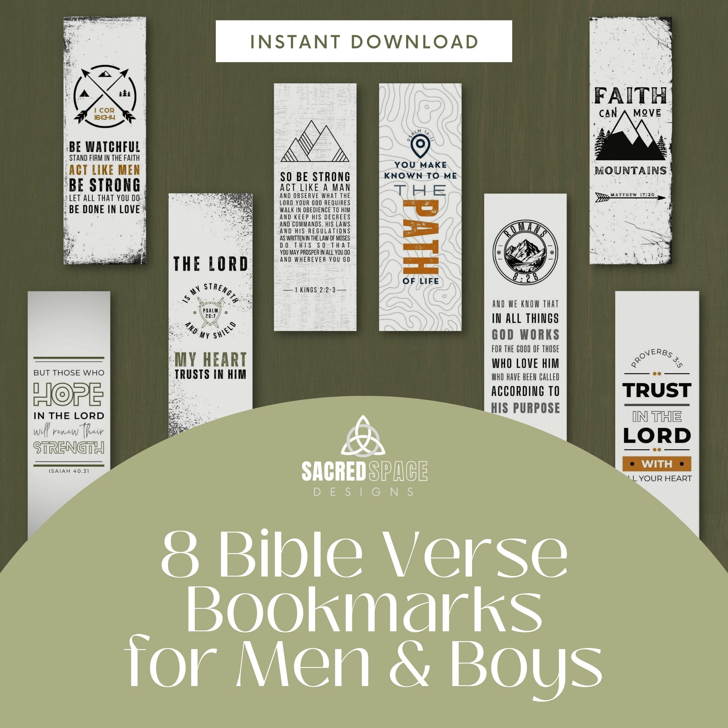 Scripture Bookmarks for Men Printable Bible Verse Bookmark Download for ...