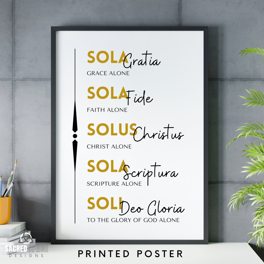 Printed Poster 5 Solas Reformed Theology Soli Deo Gloria Church Decor ...