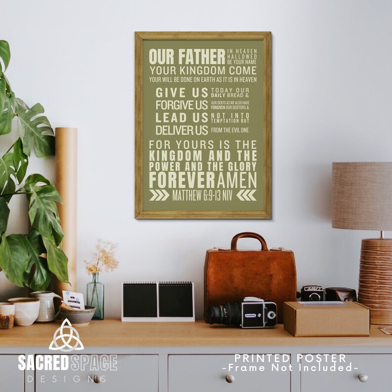 Lords Prayer Poster Matthew 6 Daily Bread Our Father Bible Verse Art ...