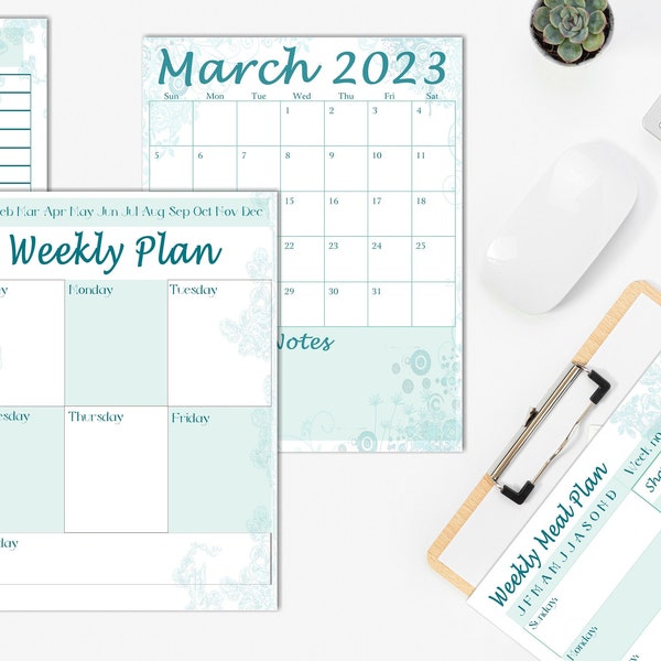 Teal Calendar - Etsy