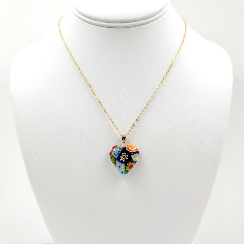 Murano Glass Heart Pendant Necklace: Venetian Brass Chain Jewelry - Etsy