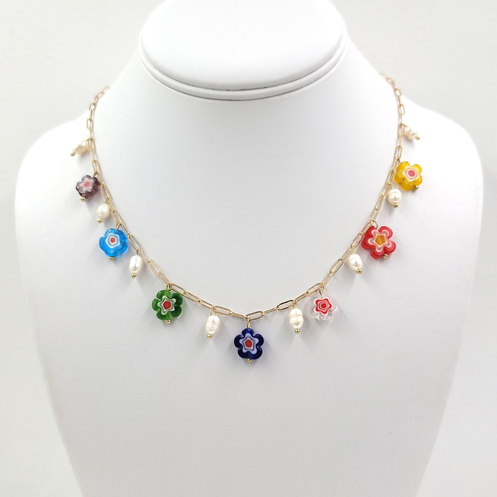 Murano Glass Necklace Murano Jewelry Floral Glass Bead - Etsy