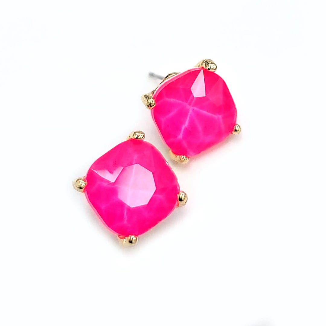 Cushion Cut Crystal Earrings, Square Cut Stud, Square Cut Earring ...