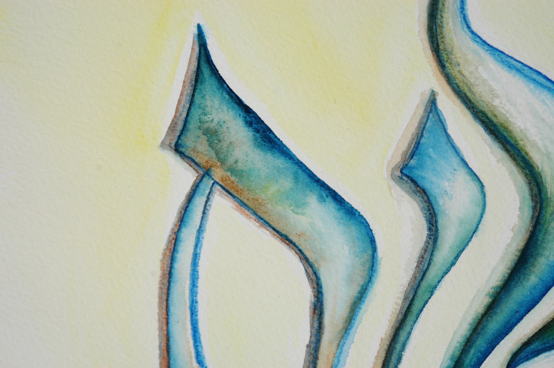 Shalom Hebrew Calligraphy in Watercolor on Rolled Canvas Colorful ...