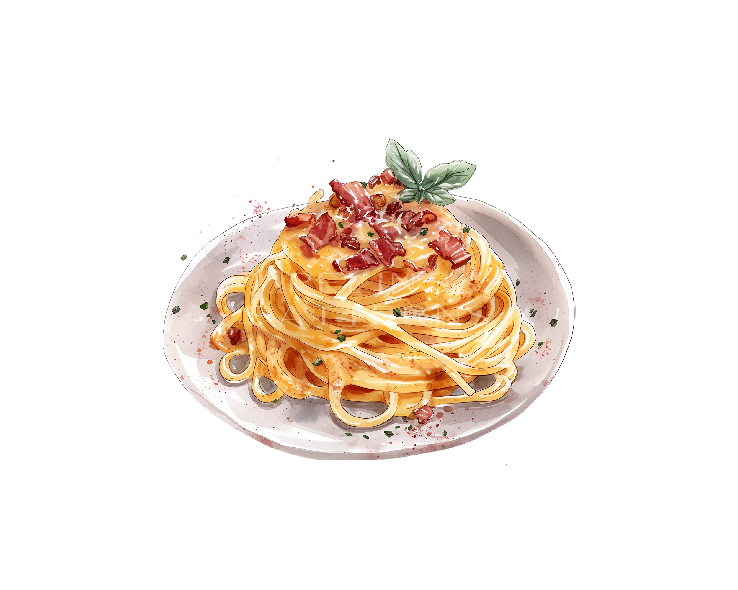 Spaghetti Carbonara Watercolor Clipart PNG - Etsy