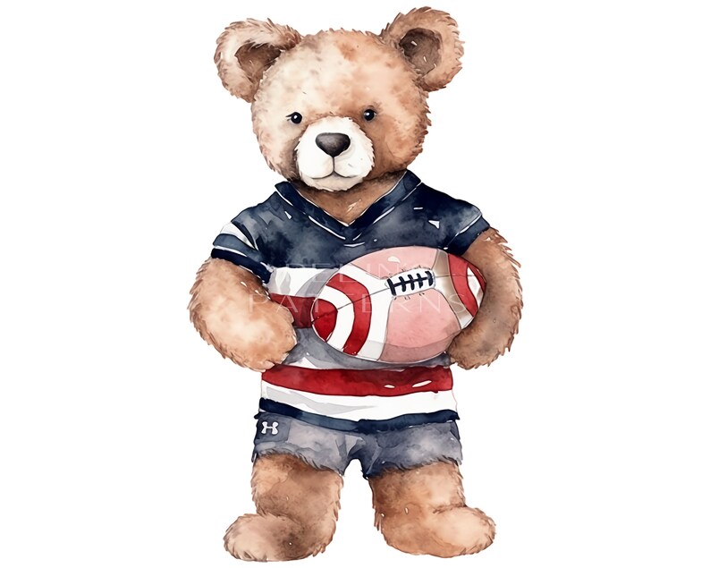 Rugby Player Teddy Bear Clipart - Etsy