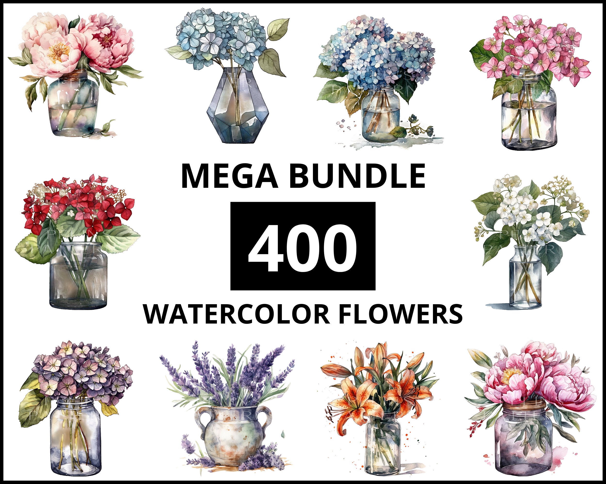 Flower PNG, Watercolor Flowers PNG, Flowers PNG Bundle - Etsy