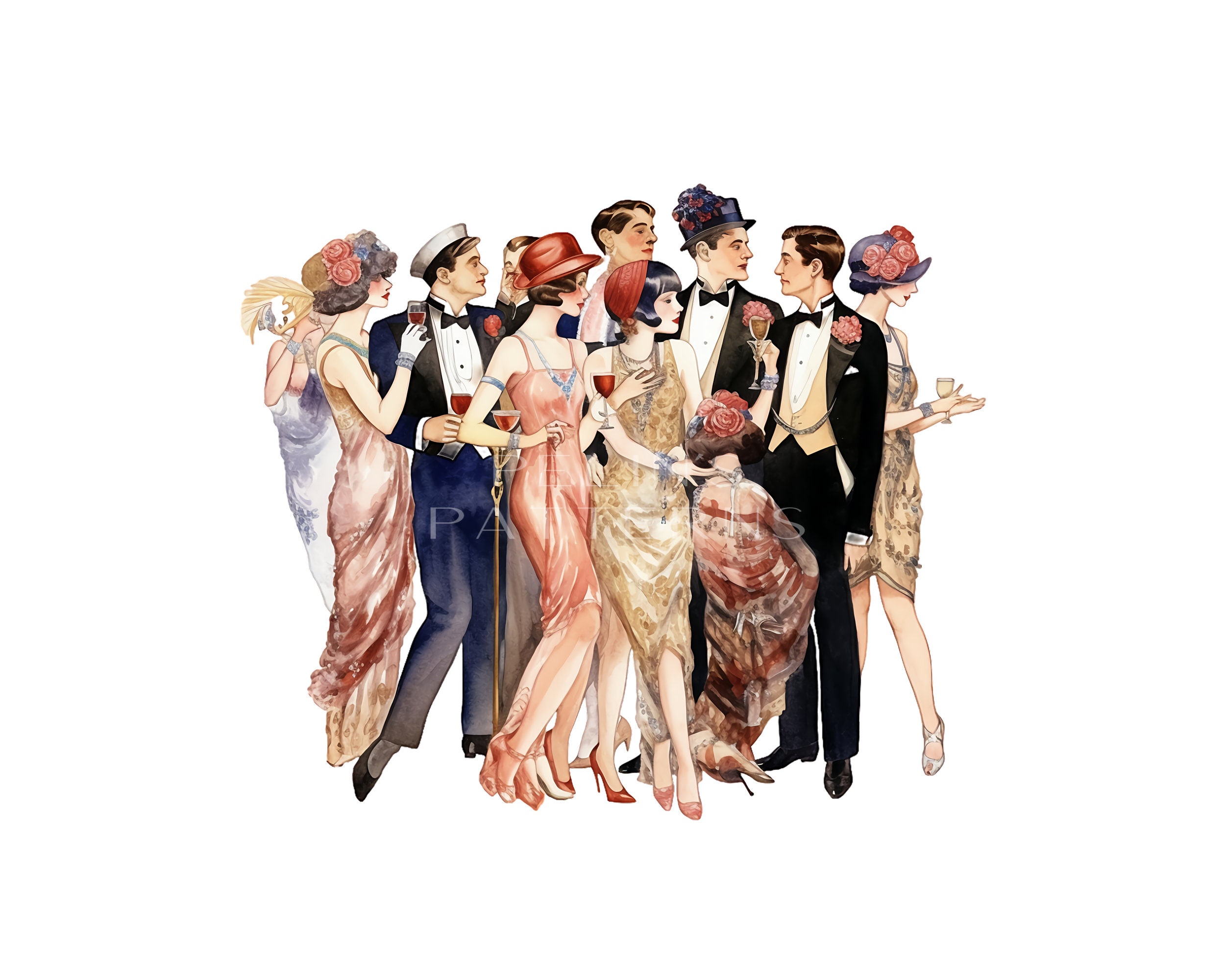 Gatsby Party-goers Clipart PNG - Etsy
