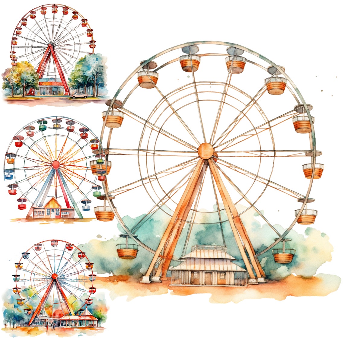 Ferris Wheel Clipart Png - Etsy