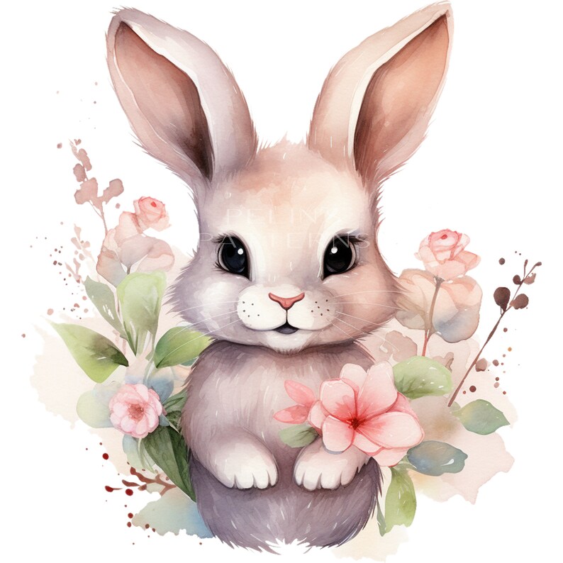 Watercolor Rabbit Clipart PNG - Etsy
