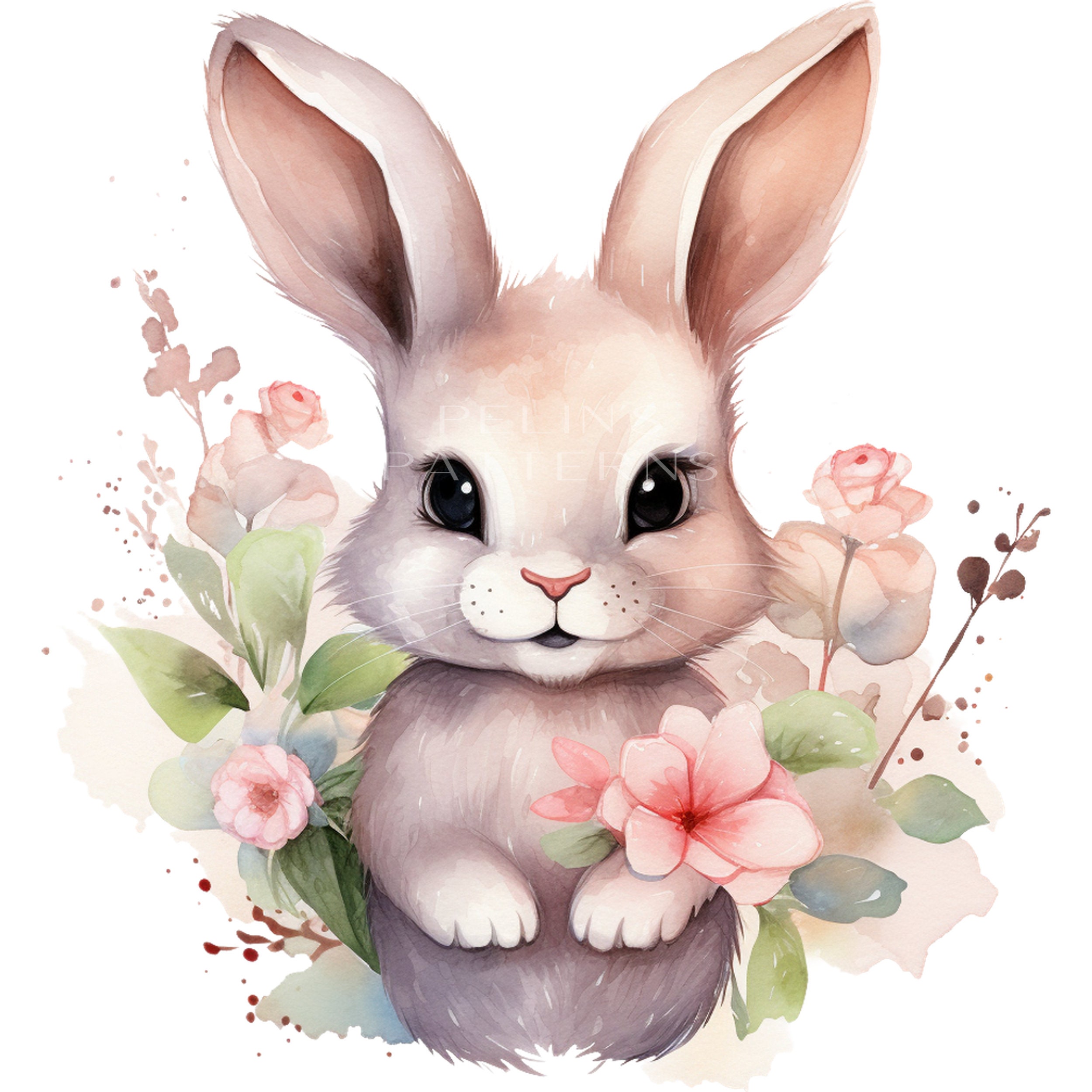 Watercolor Rabbit Clipart PNG - Etsy
