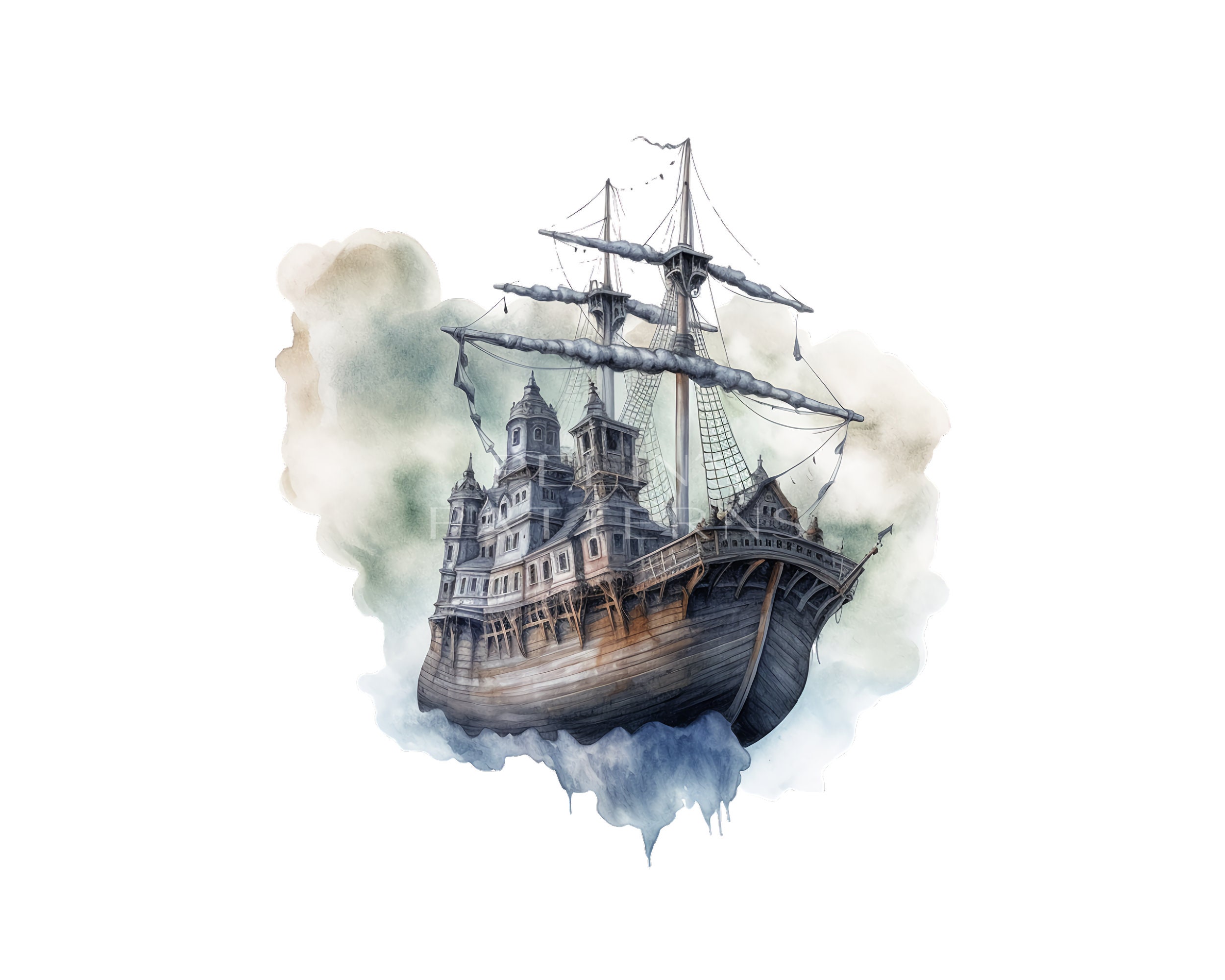 Ghost Ship Clipart PNG - Etsy