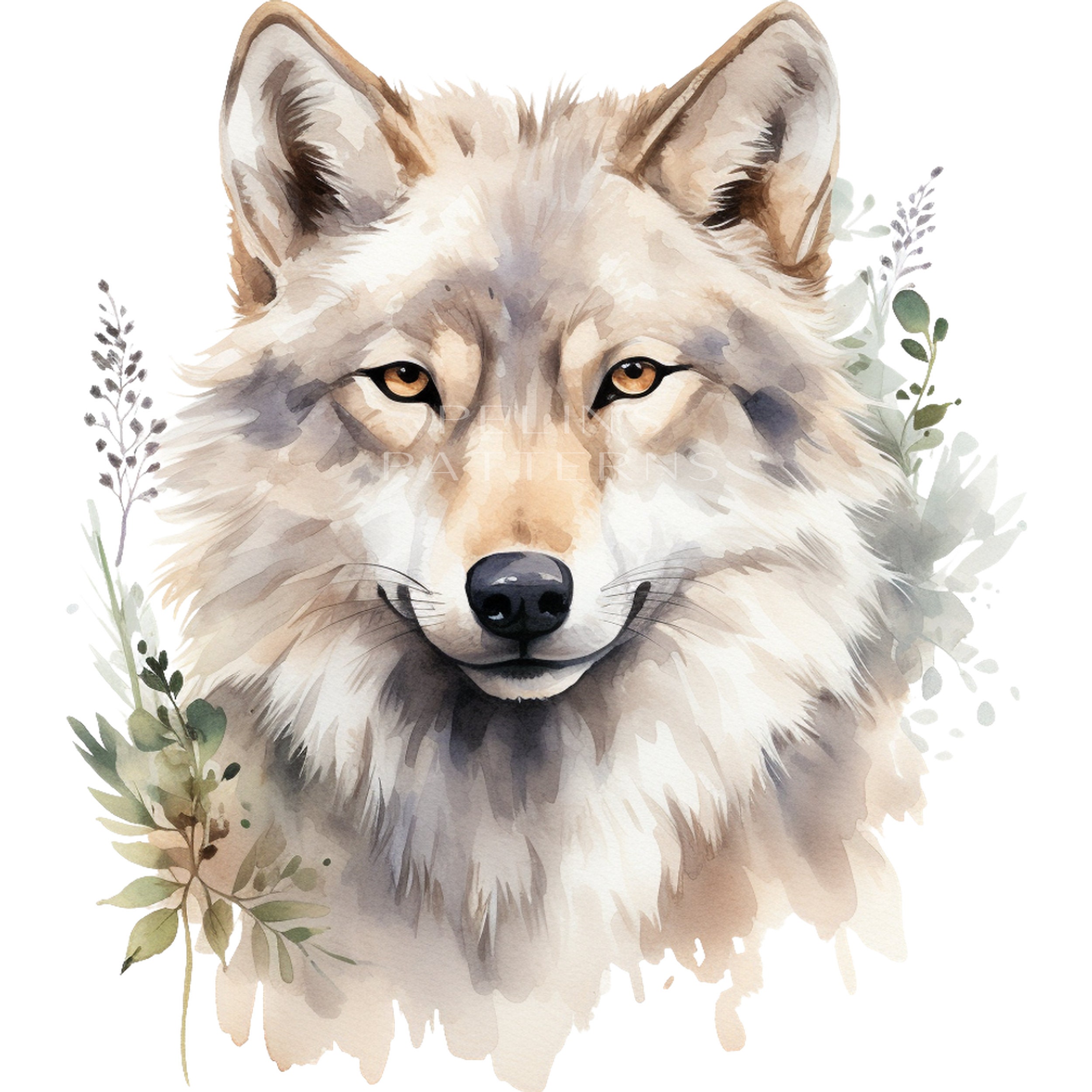 Watercolor Wolf Clipart PNG - Etsy