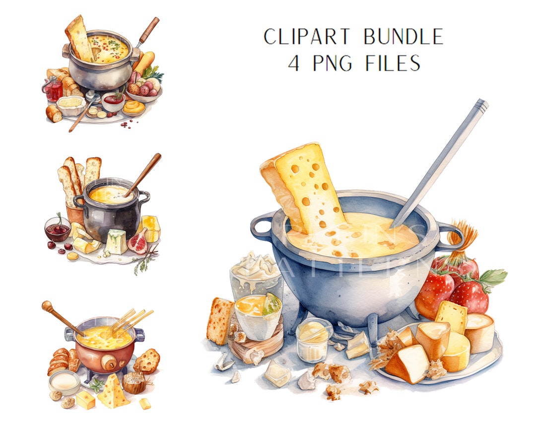 Cheese Fondue Watercolor Clipart PNG - Etsy